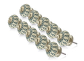 1-3/5 in. White & Green Cabinet Knob (Pack of 10 – Mascot Hardware